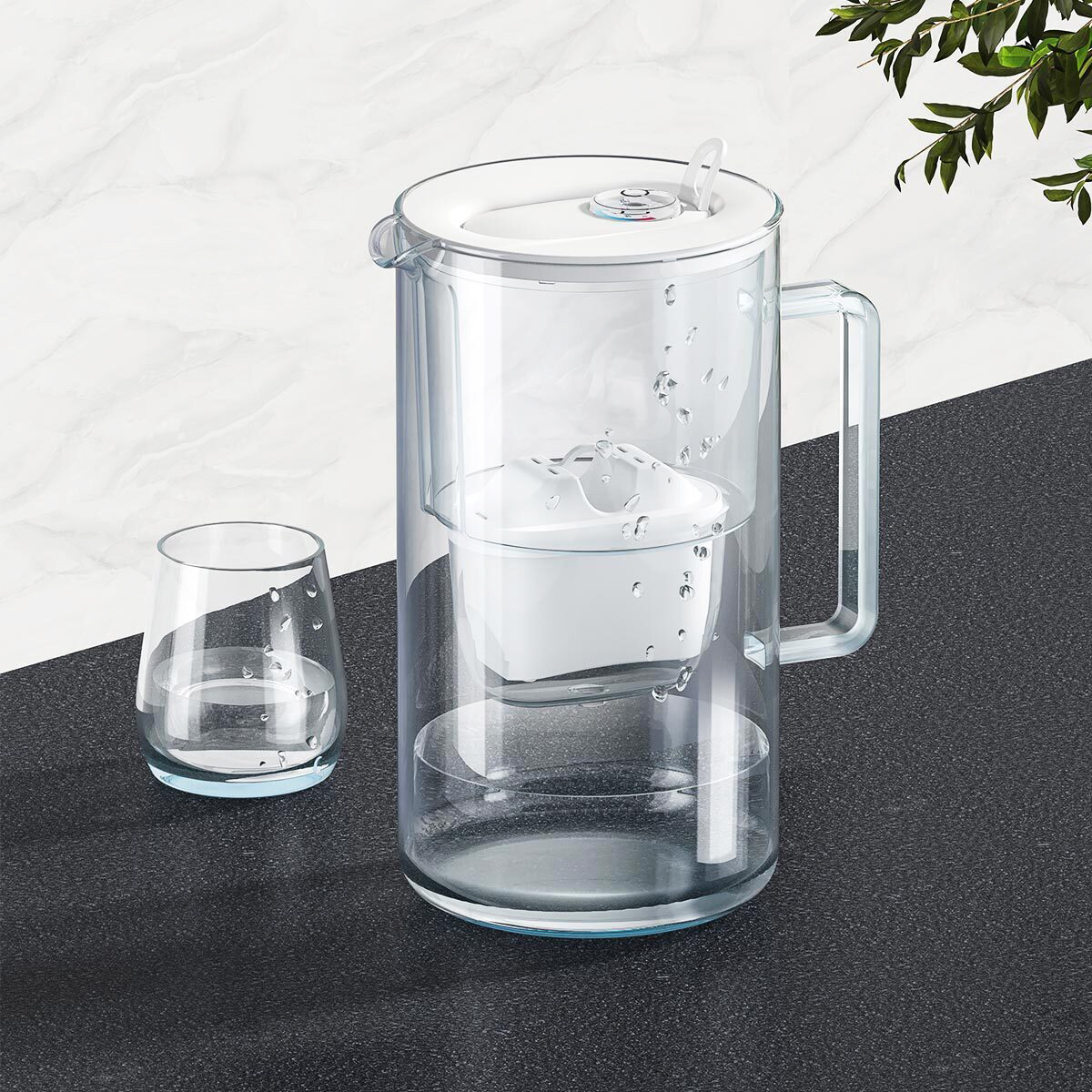 Aquaphor Maxfor+ Glass Water Filter Jug 2,5 l, White - Crema