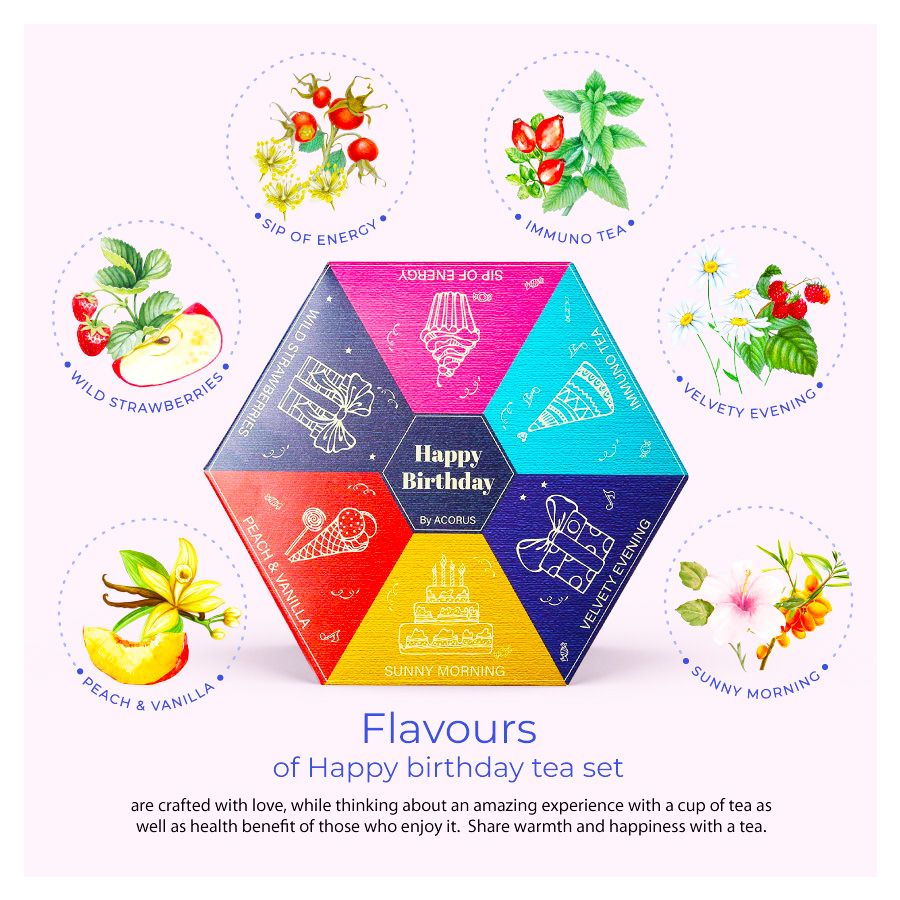 Acorus Happy Birthday Tea set, 60 sachets de thé - Crema