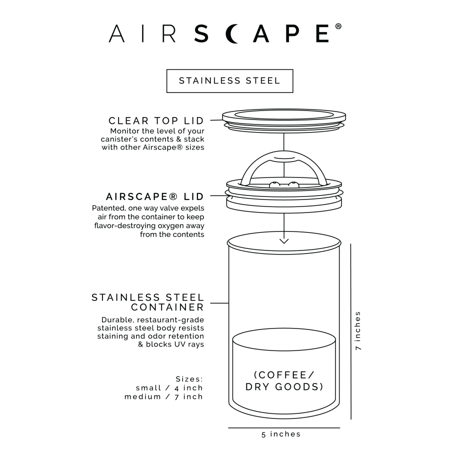 Planetary Design Airscape® Classic Stainless Steel recipiente - Crema