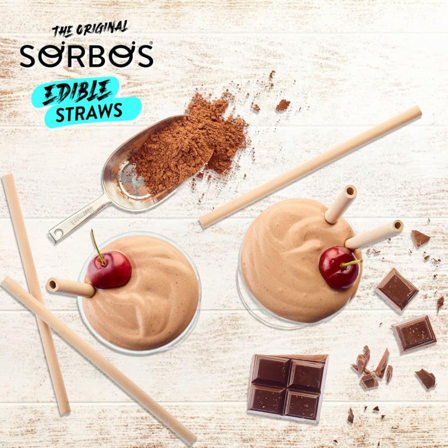 Sorbos Edible Drinking Straw, Chocolate 200 pcs - Crema